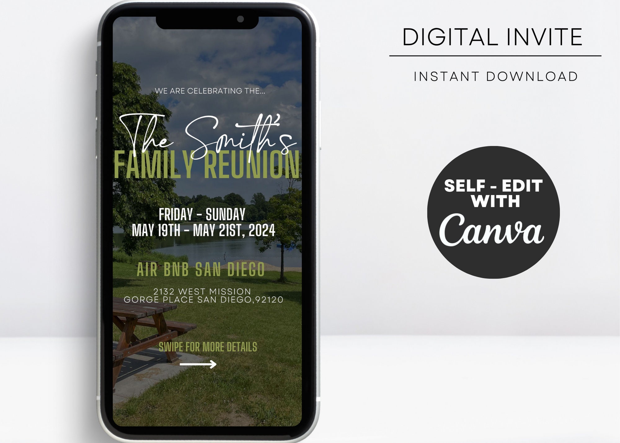 Digital Family Reunion Trip Itinerary & Invitation, Editable Family ...