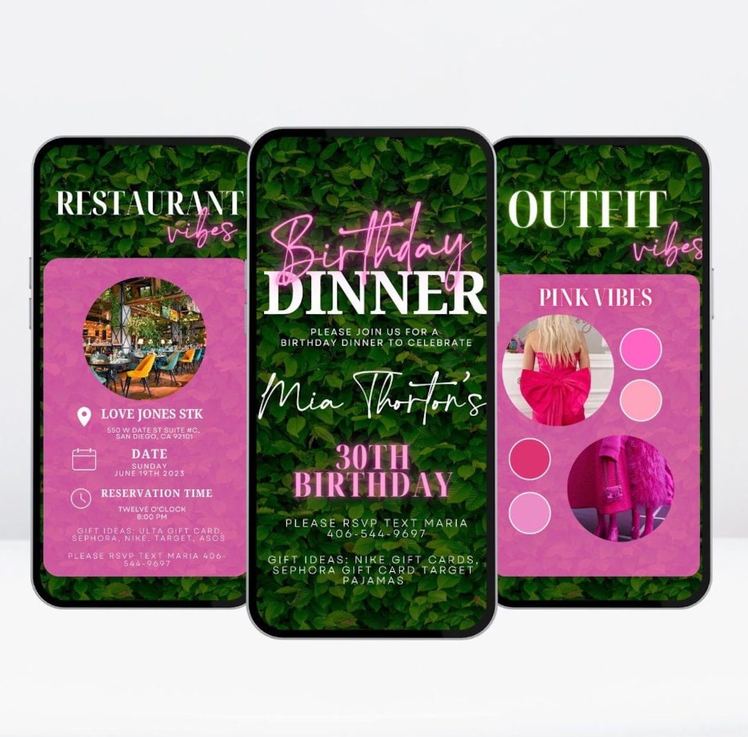 Digital Birthday Dinner Invitation, Birthday Dinner, Digital Birthday ...
