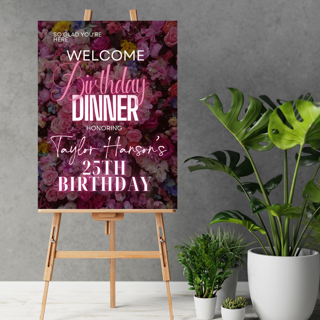Birthday Dinner Welcome Sign, Printable Sign, Birthday Sign, Welcome ...