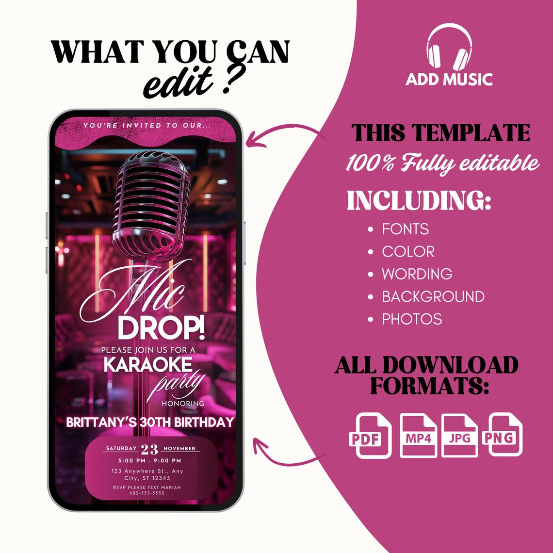 Karaoke Party Birthday Invitation, Animated Karaoke Night Invite ...