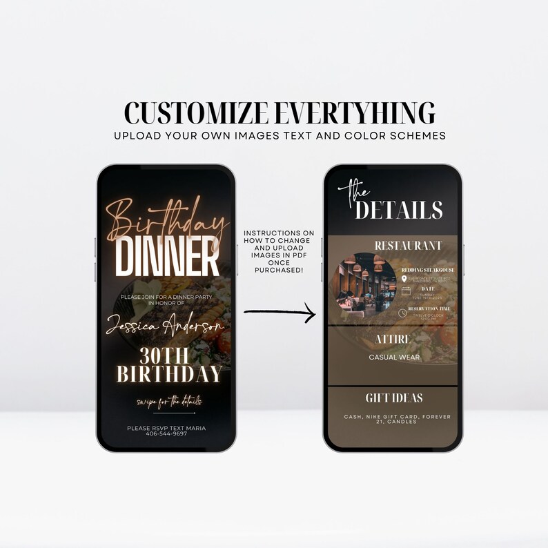 Animated Birthday Dinner Invitation: Editable Canva Video (digital) - Etsy