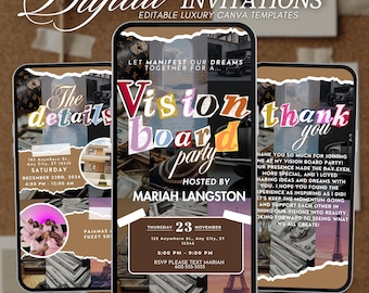 New Years 2025 Vision Board Party Invitation, Manifestation Gathering ...