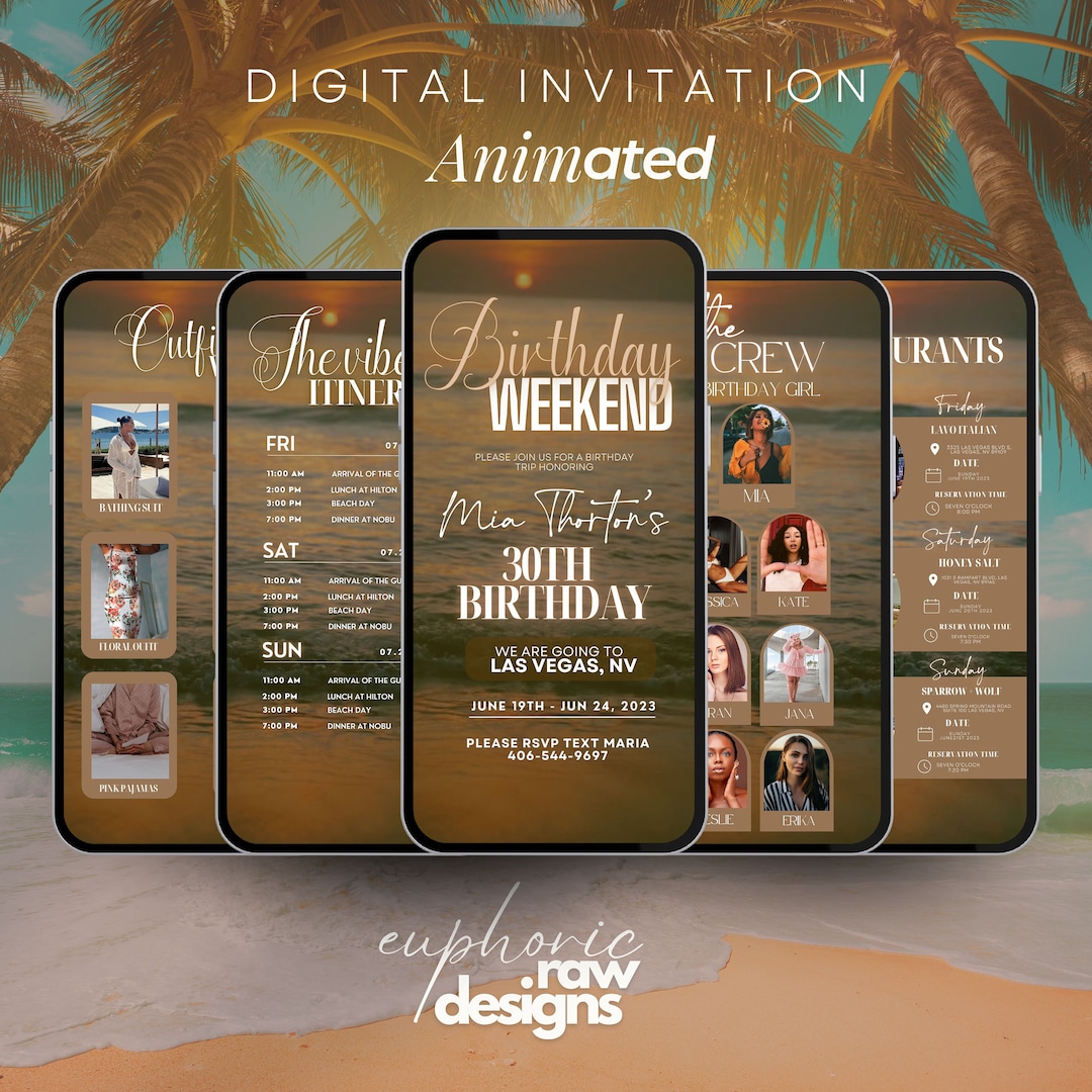 Birthday Weekend, Itinerary Template,travel Itineray, Birthday Weekend ...