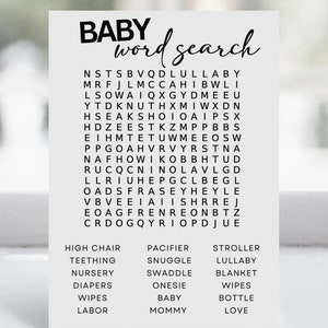 Word Search, Baby Shower Games, Baby Shower Games, Trivia Games, Word ...