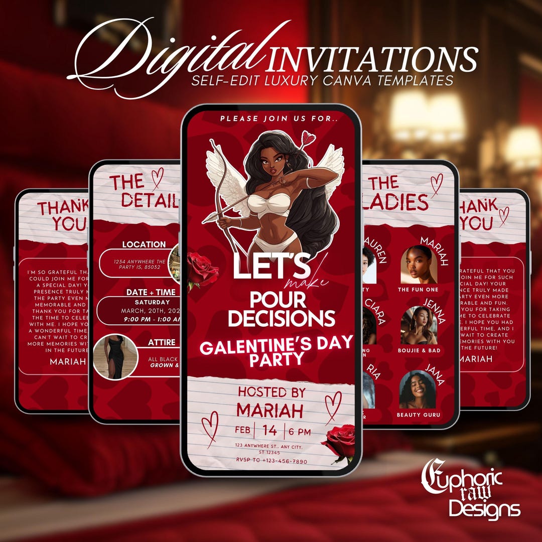 Digital Galentine's Invitation Lets Make Pour Decisions Valentines ...