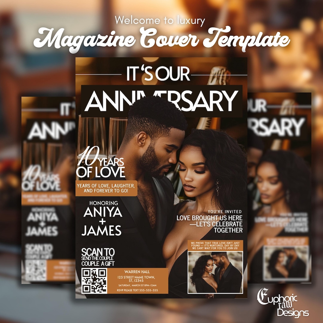 Anniversary Party Invitation, Save the Date Digital Magazine Cover, Vow ...