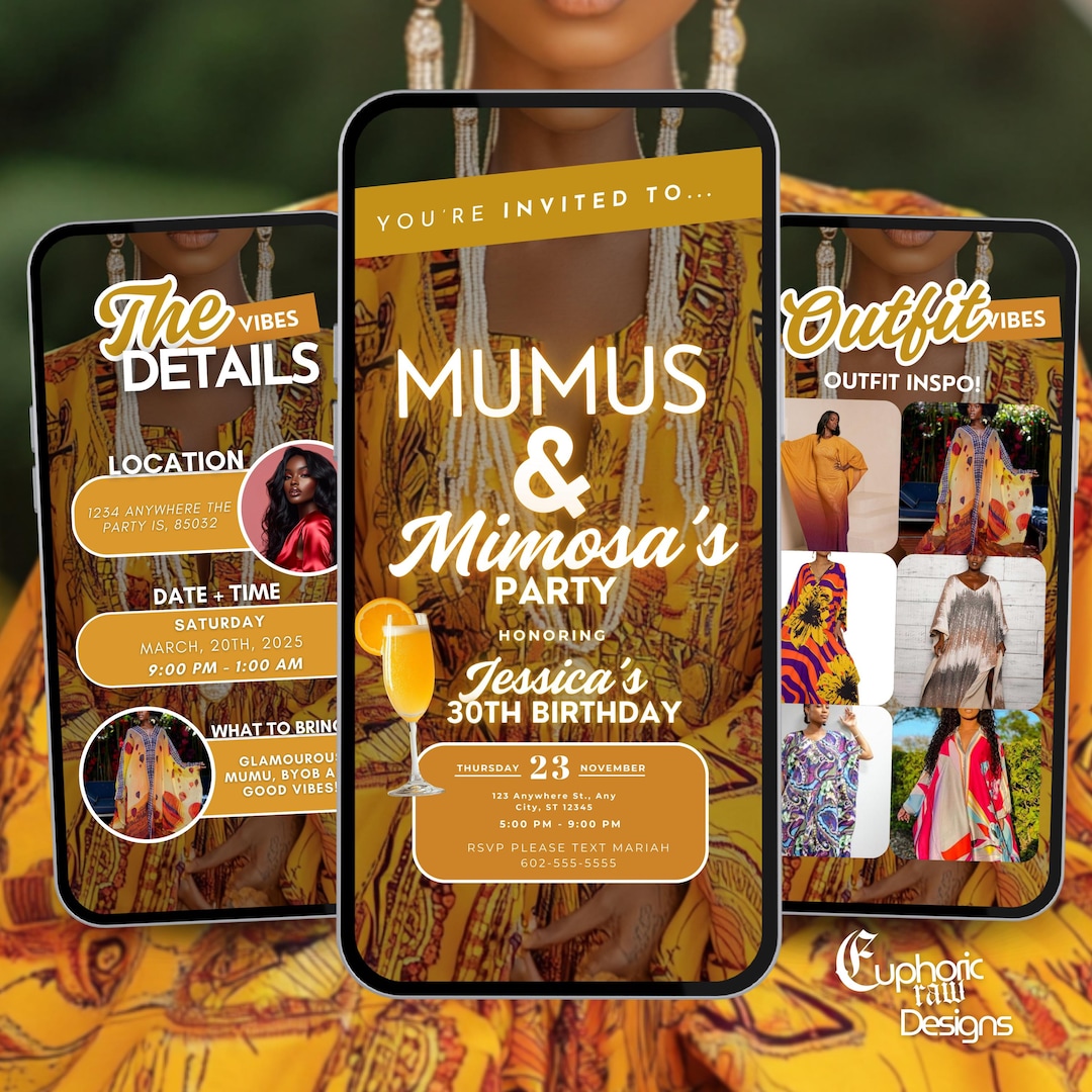 Digital Mumus Birthday Mimosa Party Invitation, Brunch Party Evite ...