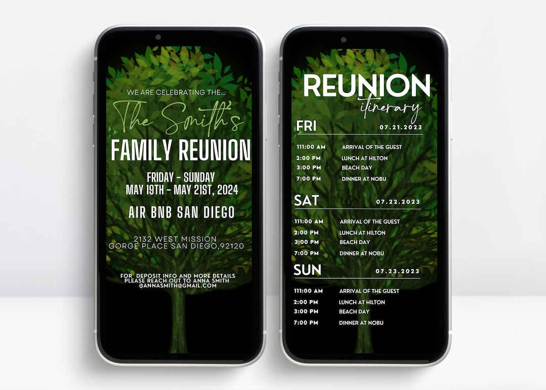 Digital Family Reunion Trip Itinerary, Family Reunion Invitaiton ...