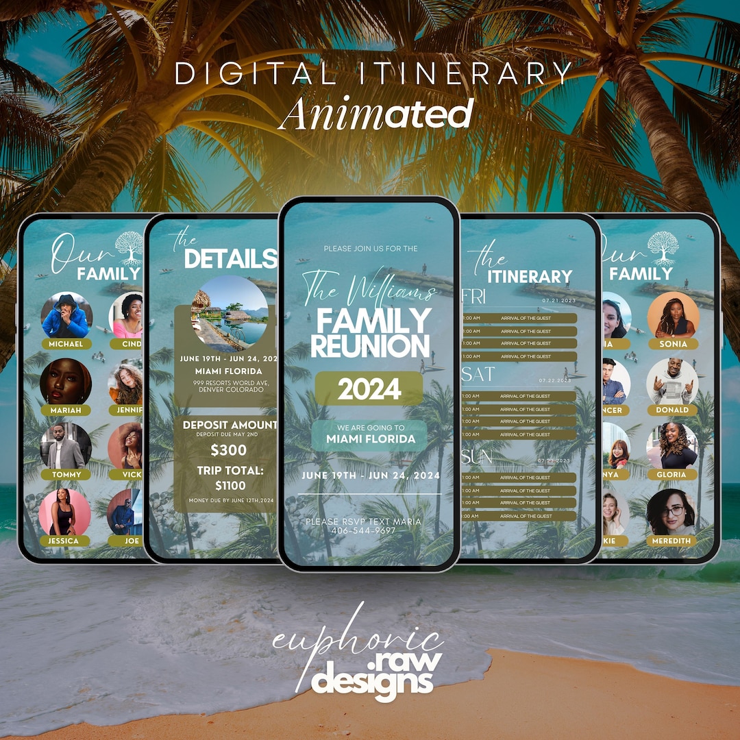Digital Family Reunion Itinerary, Family Reunion Invite Family Reunion ...