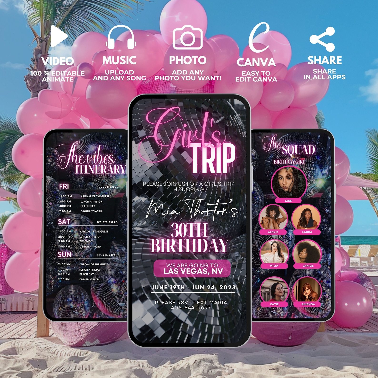 Girls Trip Itinerary, Itinerary Template, Travel Itineray, Birthday ...