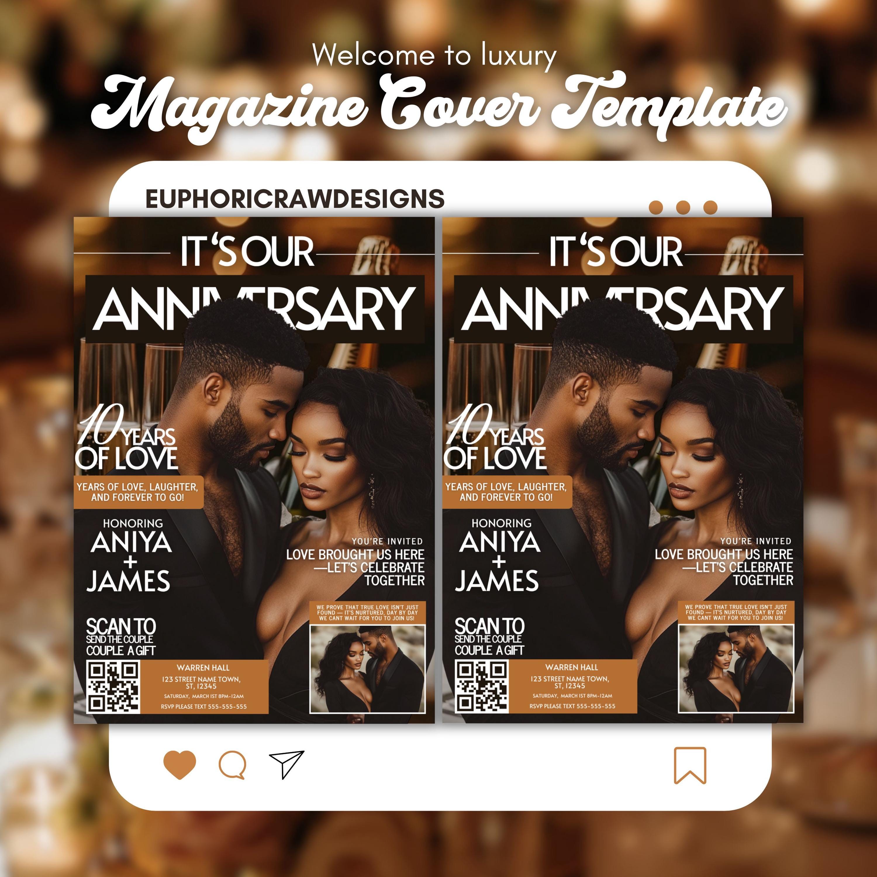 Anniversary Party Invitation, Save the Date Digital Magazine Cover, Vow ...