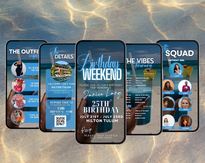 Birthday Itinerary Template, Surprise Weekend, Agenda, Beach, Vacation ...