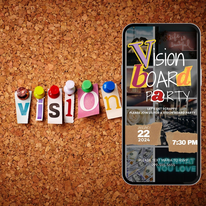 Vision Board Party Invitation, 2024 Party, Manifestation Party, Vision ...