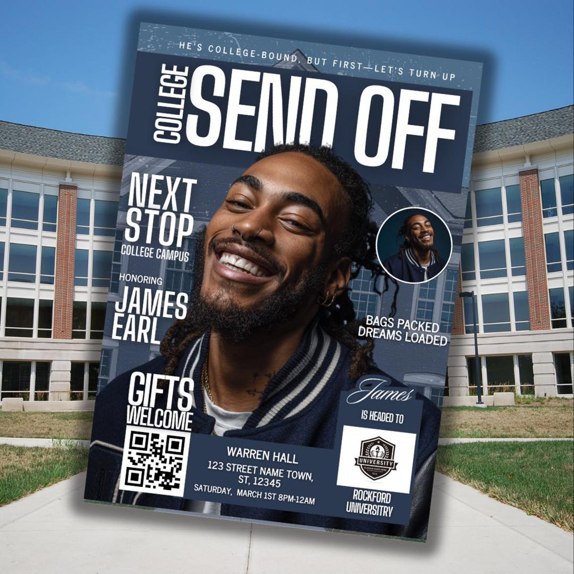 Men’s College Send-off Invitation, Navy Trunk Party Invite Download ...