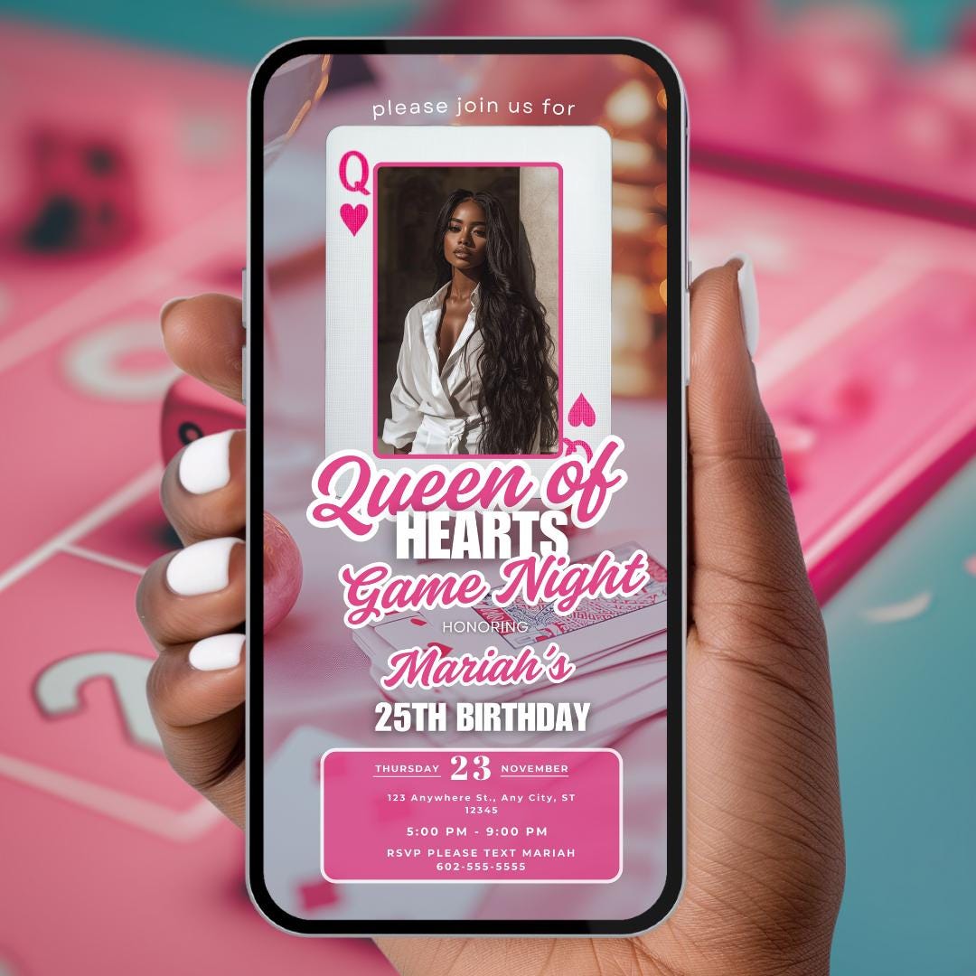 Digital Game Night Birthday Invitation, Pink Editable Sleepover Evite, Ladies' Pajama Party ...