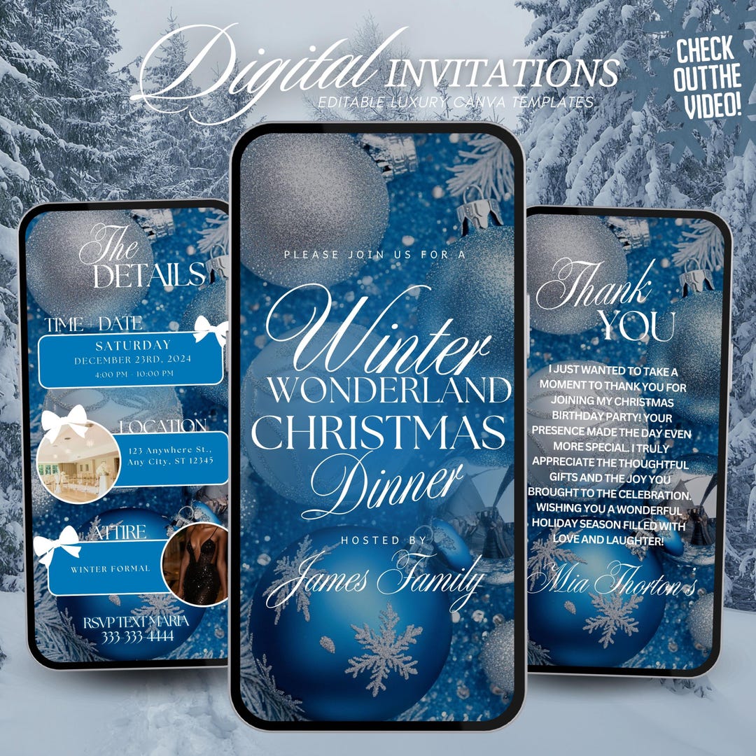 Christmas Dinner Invitation, Editable Christmas Party Invite, Winter ...