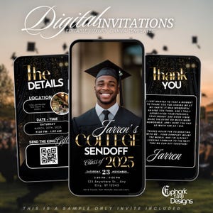 Graduation College Send off Invitation, Black Trunk Party Invite High ...