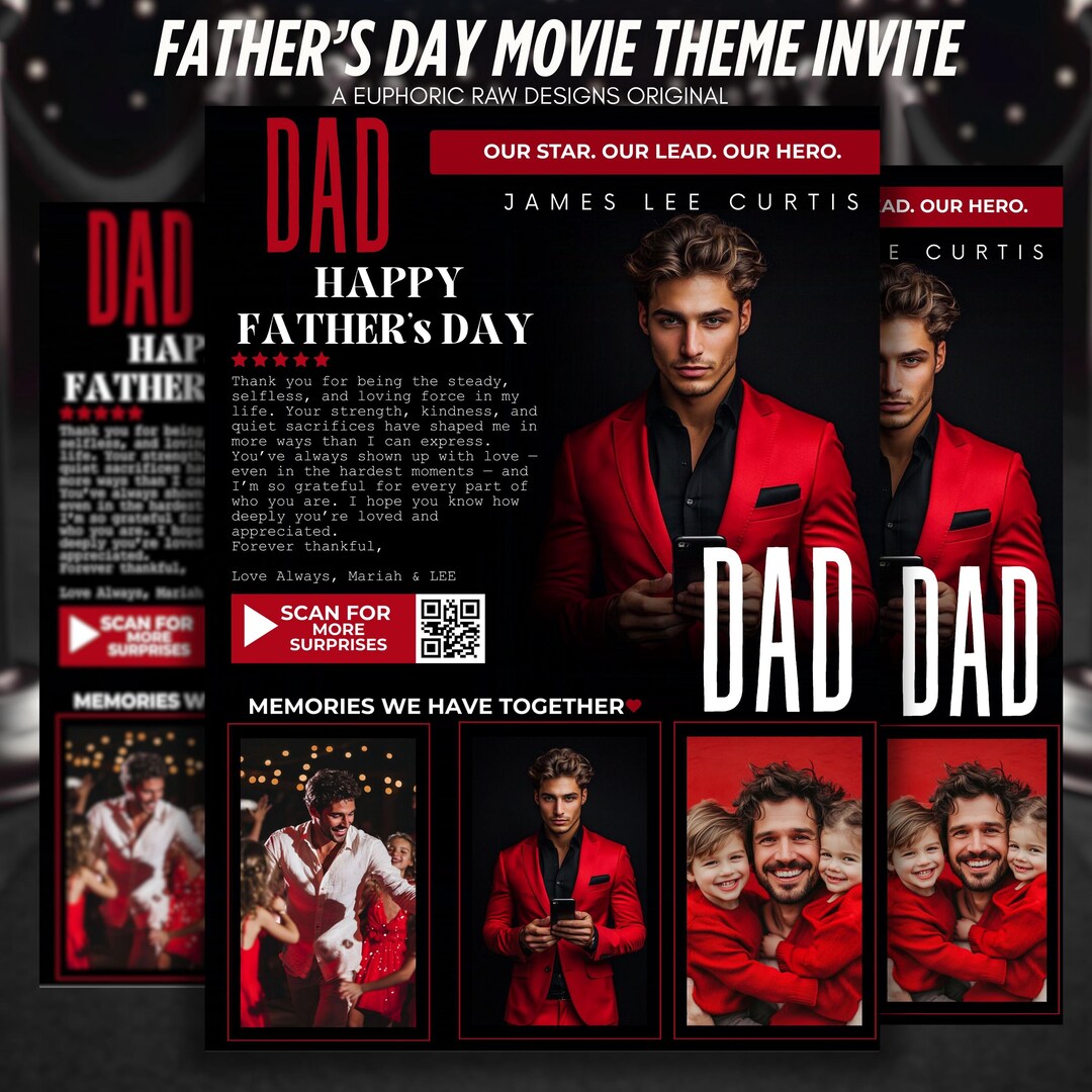 Red Editable Father's Day Gift, A Father's Love Poster, Best Dad Ever ...