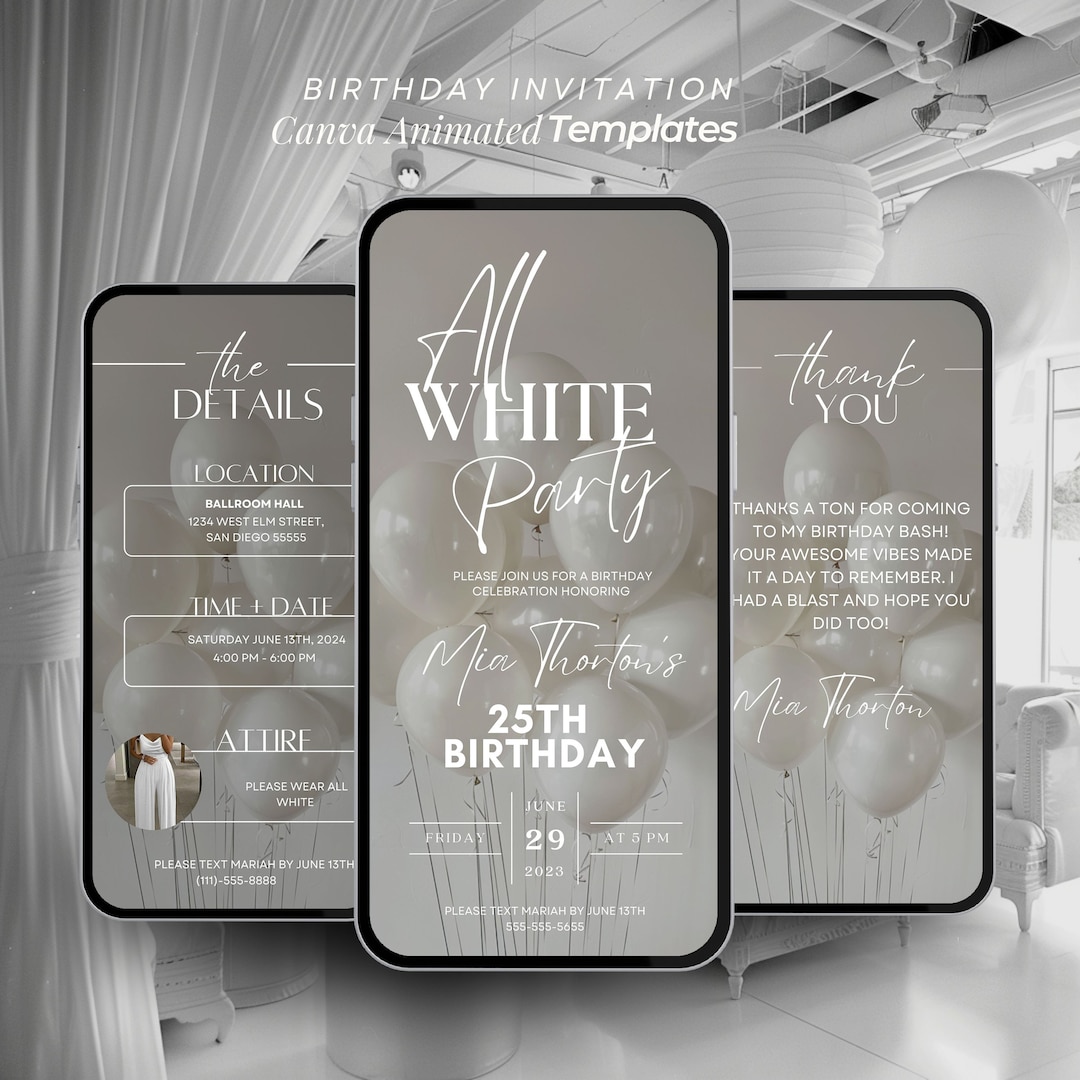 All White Party Invitation, Birthday Dinner Invite, All White Birthday ...