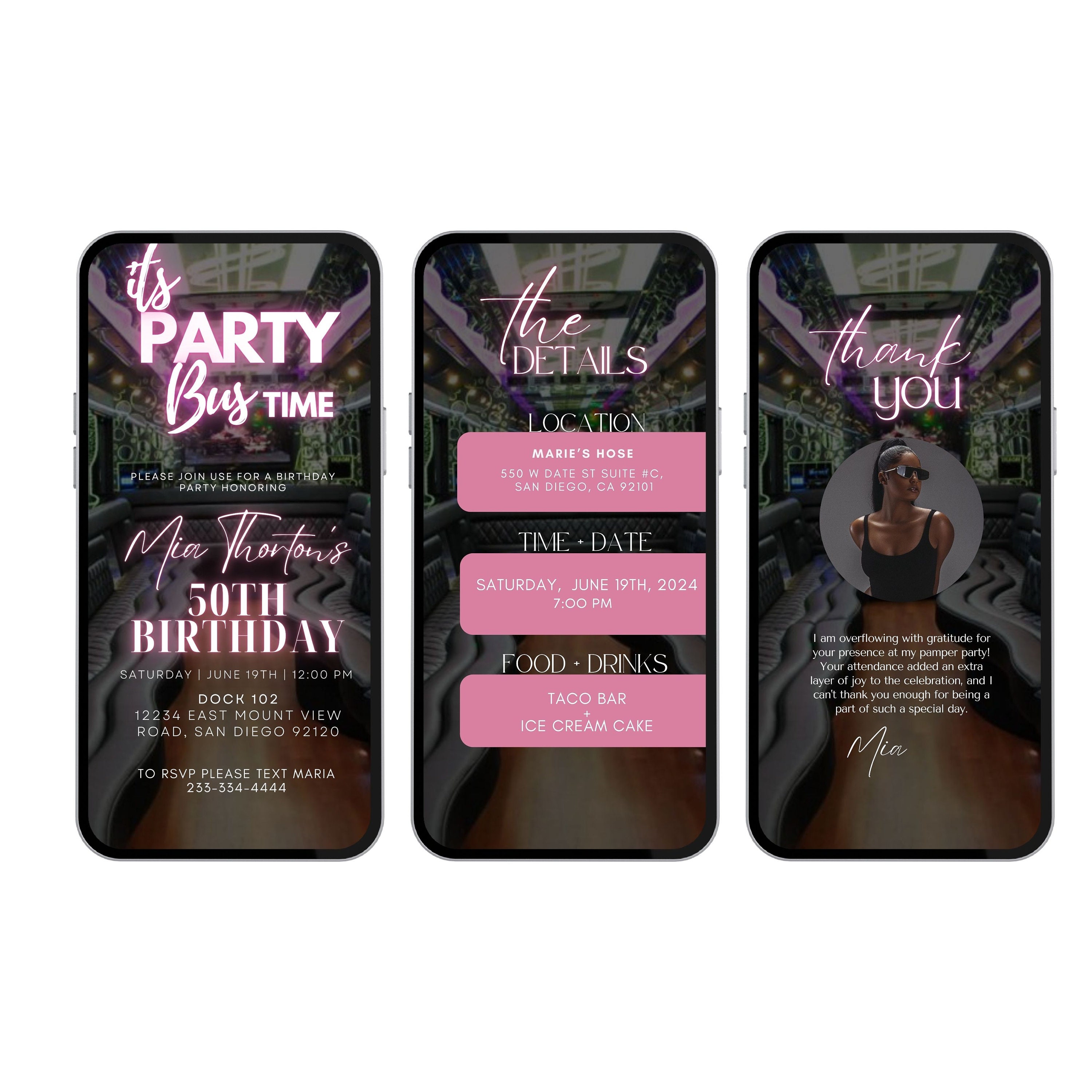 Party Bus Birthday Invitation: Limo Phone Invite (digital Download) - Etsy