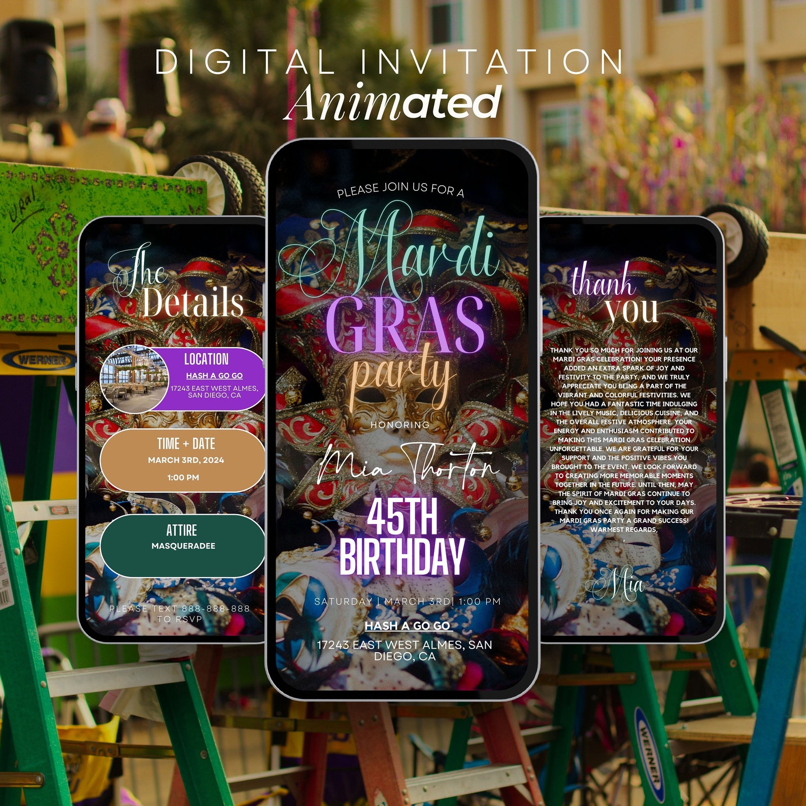 Mardi Gras Invitation,mardi Gras Birthday Invitation, Mardi Gras Party ...