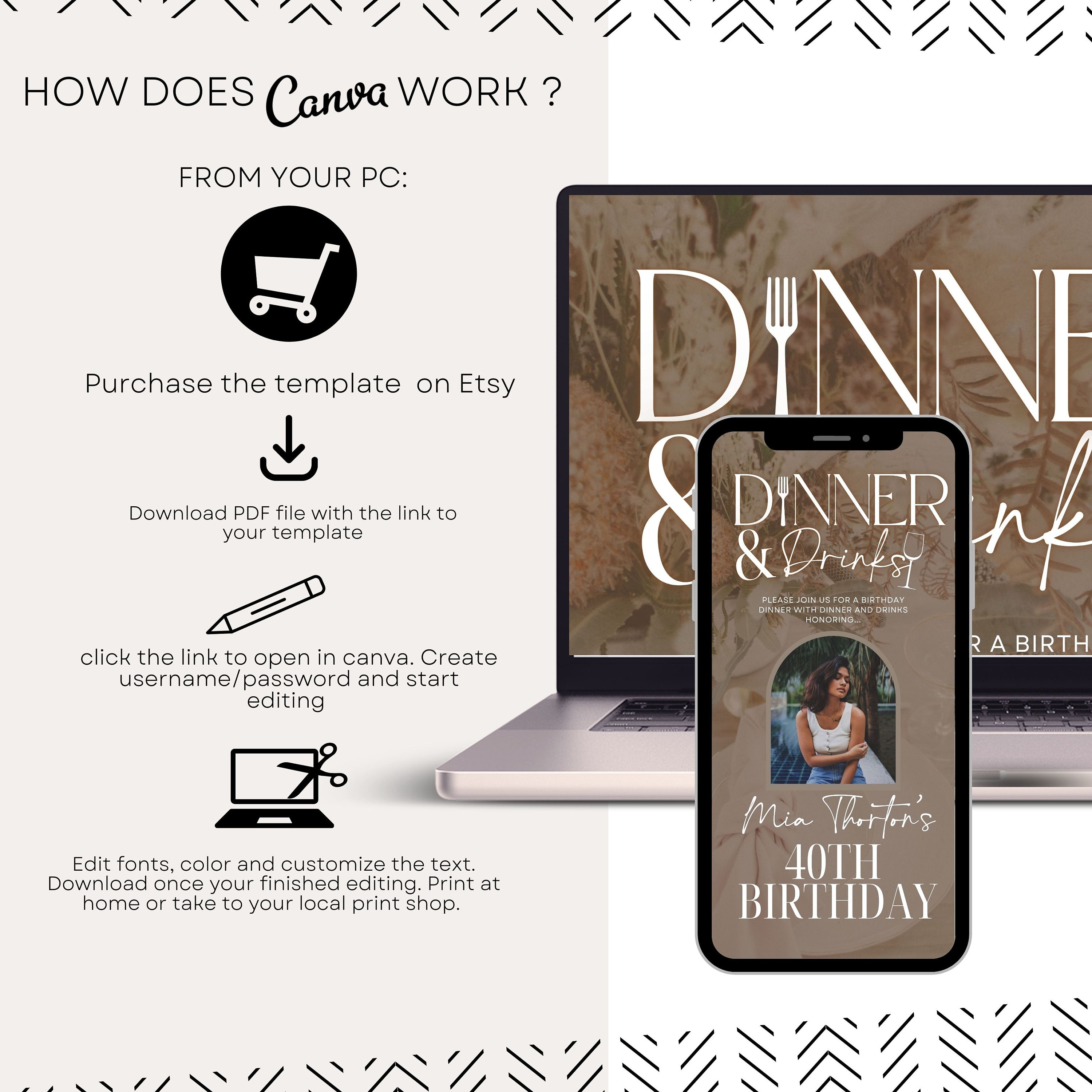 Digital Birthday Dinner Invitation, Editable Animated Video Dinner ...