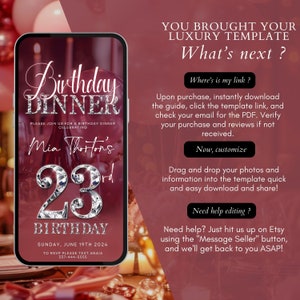 23rd Birthday Dinner Invitation, Pink and Neon, Animated Video Invite ...