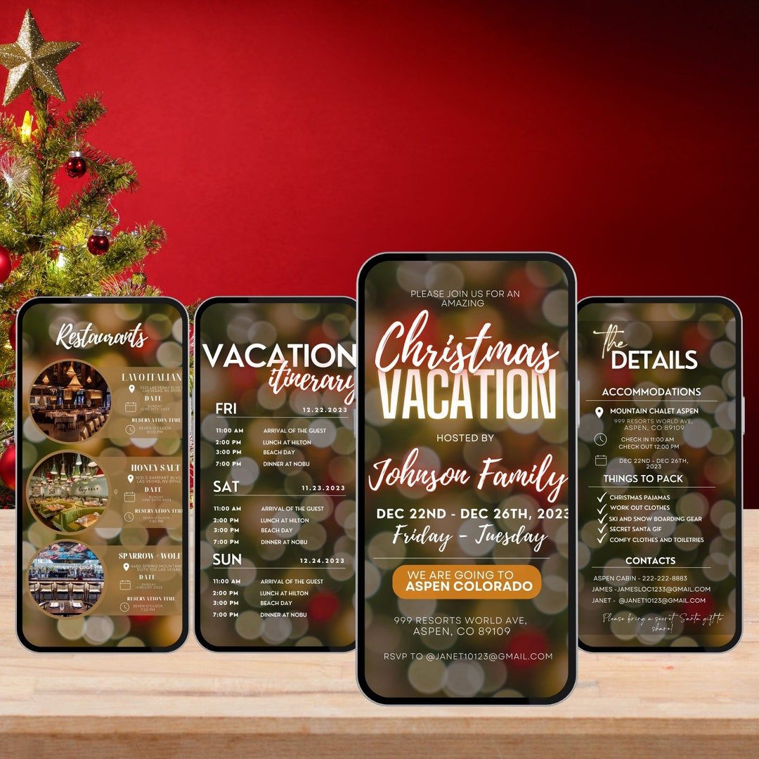 Digital Christmas Vacation Itinerary , Christmas Trip Itinerary ...