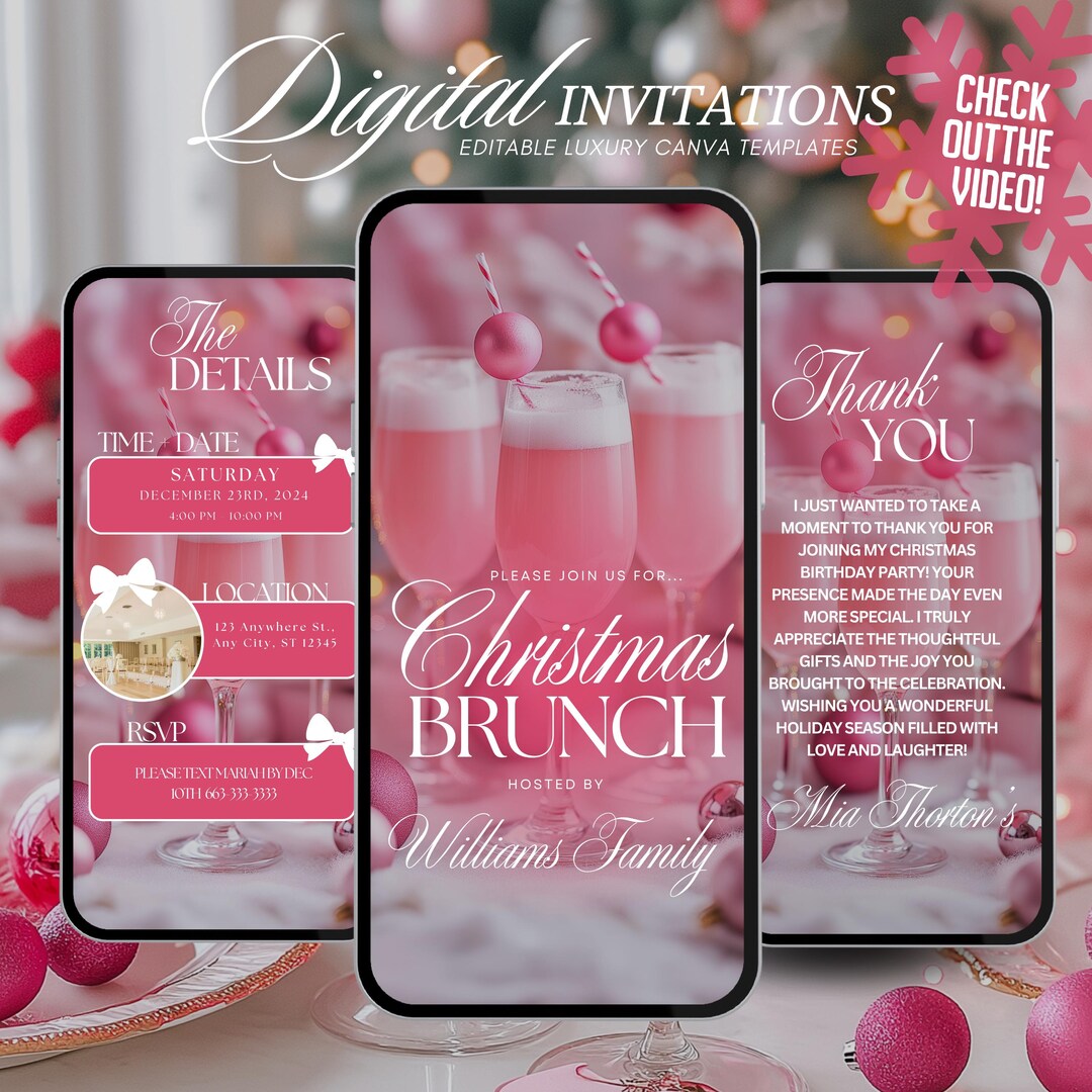 Digital Christmas Brunch Invitation, Festive Brunch Friendmas Evite ...