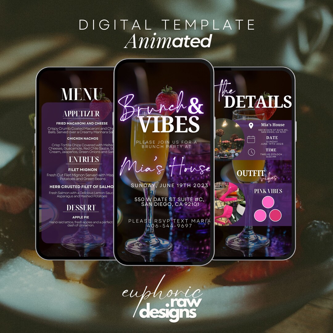 Brunch Flyer Invite, Digital Birthday Brunch Invitation, Brunch Menu ...