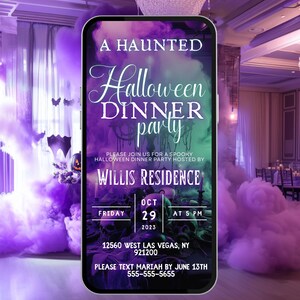 Halloween Dinner Party Invitation, Digital Horror Haunted House ...