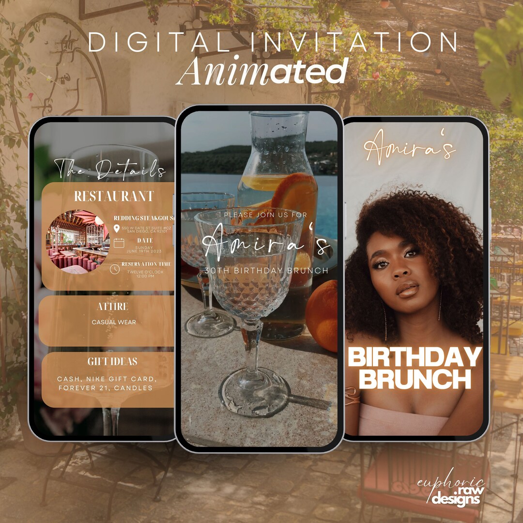 Animated Brunch Invite, Video Flyer, Birthday Brunch Invitation, Brunch ...