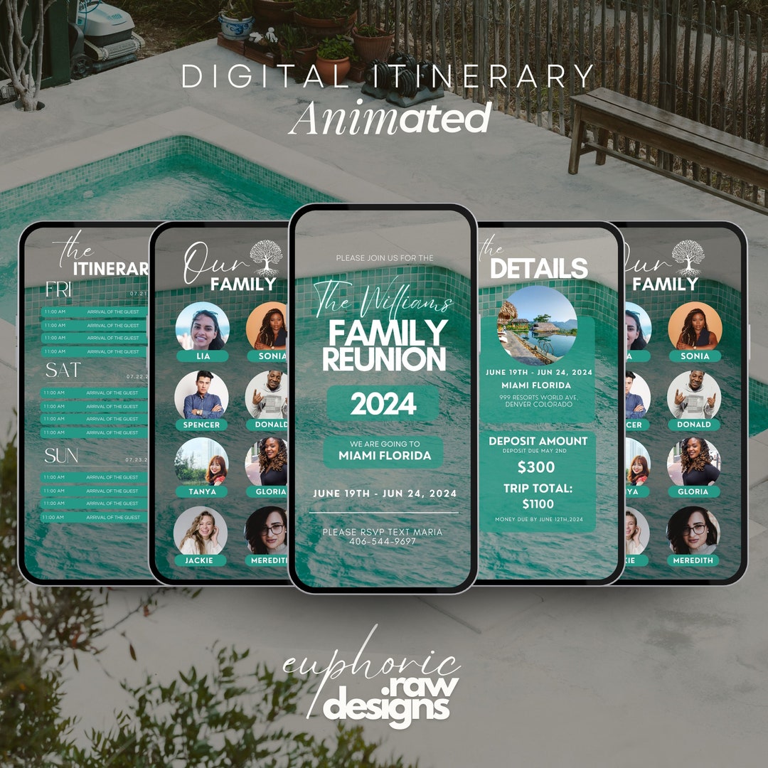 Digital Family Reunion Itinerary, Animated Travel Invitation MP4 ...