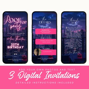 Digital Rooftop Birthday Party Invitation, Birthday Dinner, Brunch ...