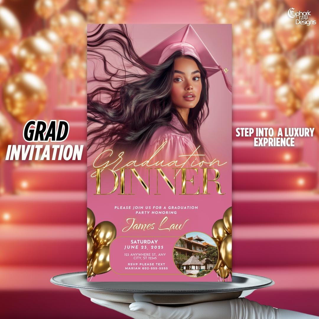 Pink Graduation Dinner Party Invitation, College Send-off Orange Law ...