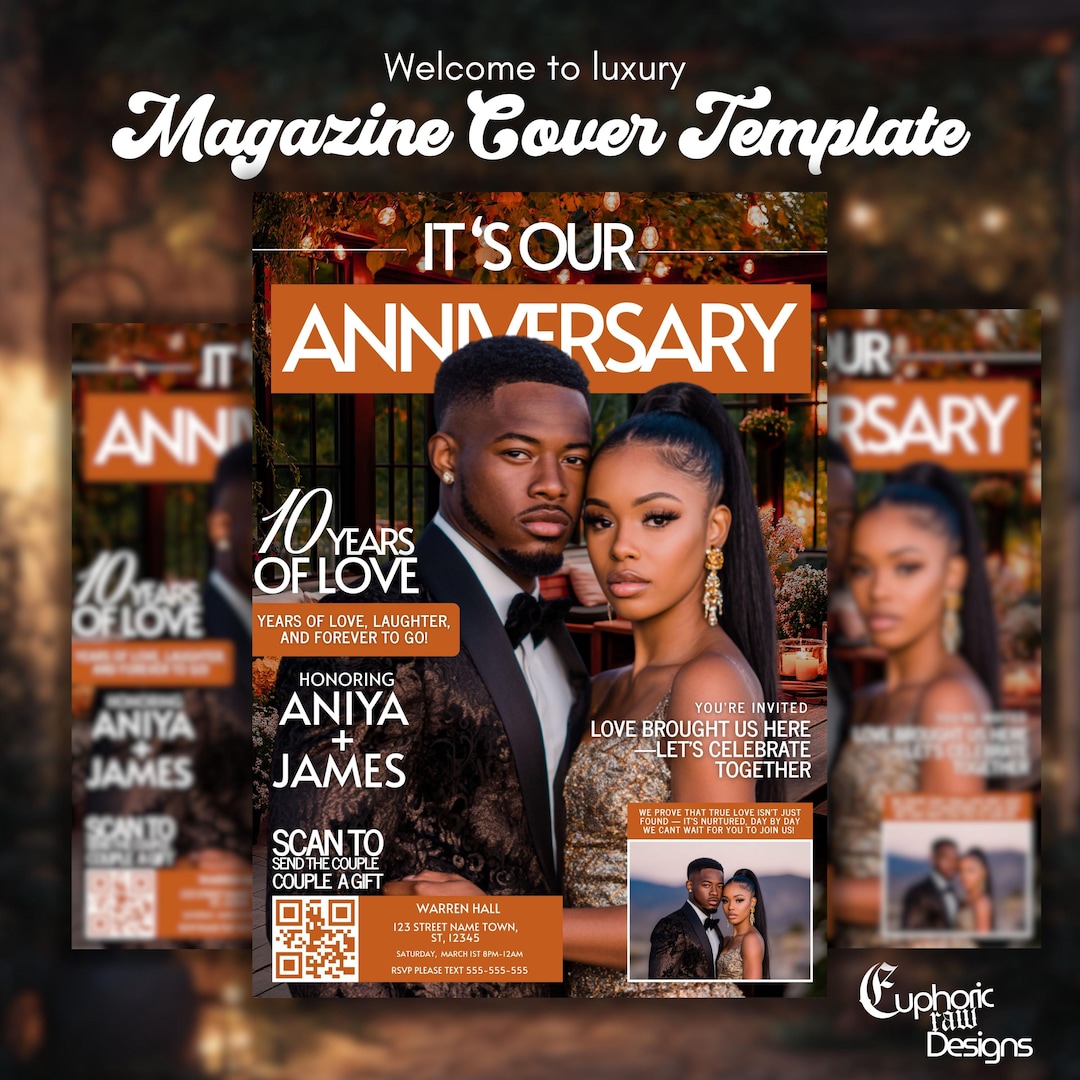 Anniversary Party Invitation, Save the Date Digital Magazine Cover, Vow ...