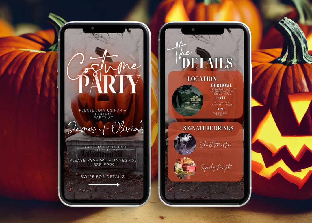 Digital Halloween Party Invitation, Halloween Bash Invite, Halloween ...