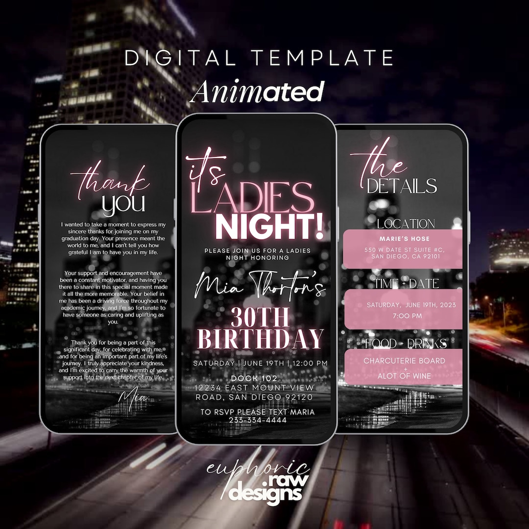 Ladies Night Out, Birthday Party Invitation, Girls Night Out Invitation ...