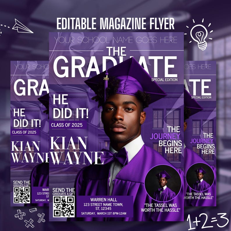 Magazine Cover Graduation Invitation: DIY Editable Template (digital ...
