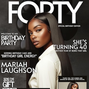 Digital 40th Birthday Magazine Invitation for Women, Glam Magazine ...