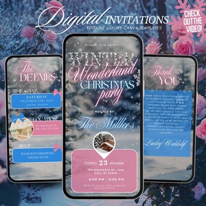 Digital Christmas Party Invitation, Animated Winter Wonderland Evite ...