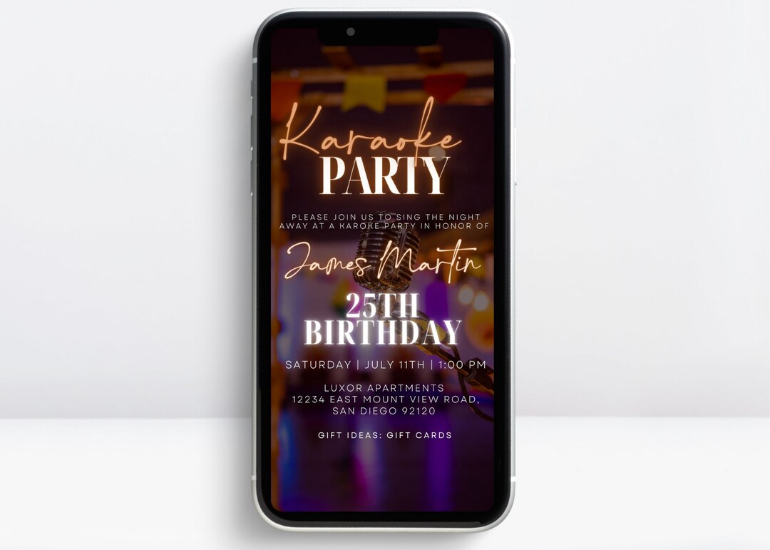 Karaoke Party, Karaoke Birthday Party, Music Party Invitation, Karaoke ...