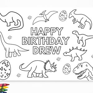 Editable Birthday Coloring Page for Kids, Dinosaur Birthday Coloring ...