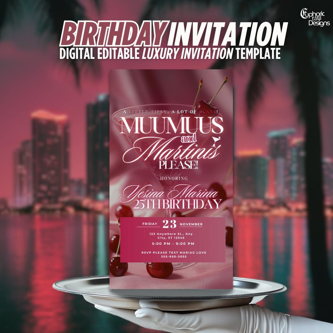 Digital Muumuus & Martinis Invitation, Birthday Girls' Night, Moomoo ...