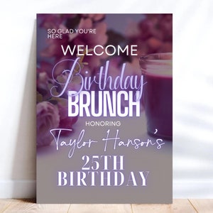 Birthday Brunch Welcome Sign, Printable Sign, Birthday Sign, Welcome ...