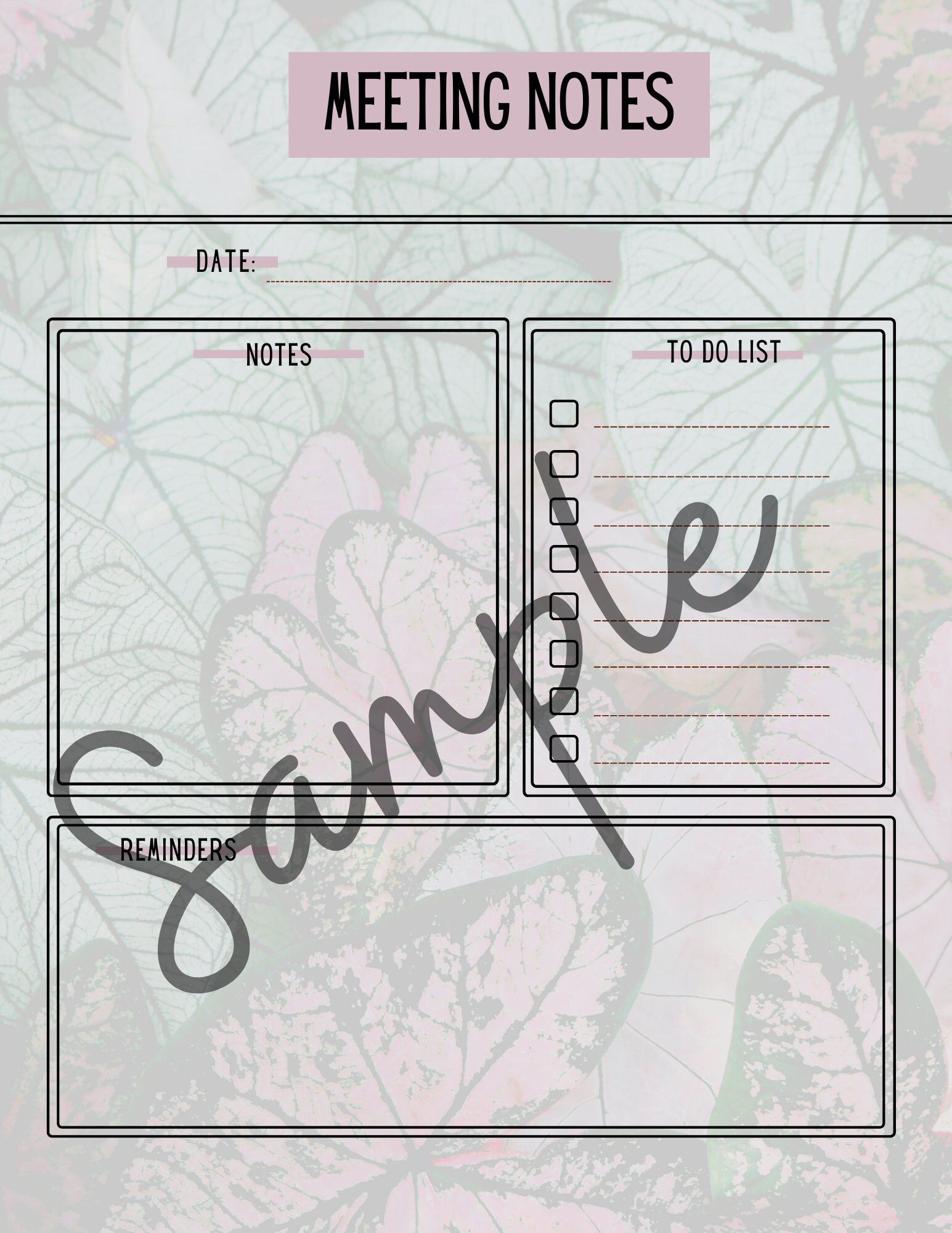 Digital or Printable Notes Template - Etsy