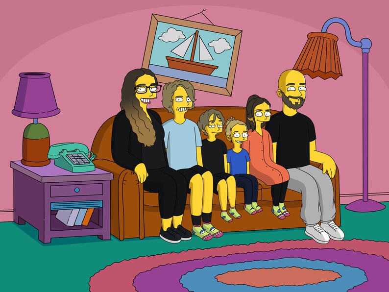 Custom Simpsons Portrait, Yellow Homer Simpsonized Couple Portraits ...