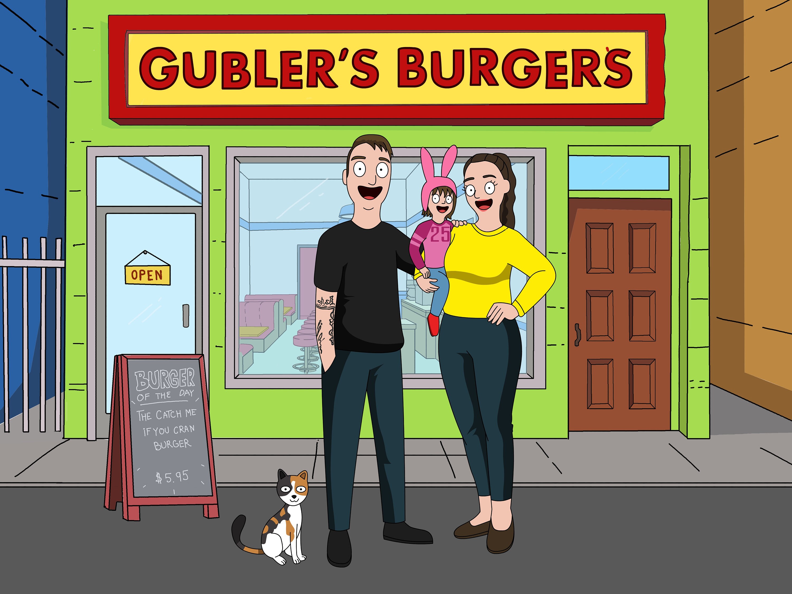 Custom Bob's Burgers Restaurant Portrait, Belcher Couple Portraits ...