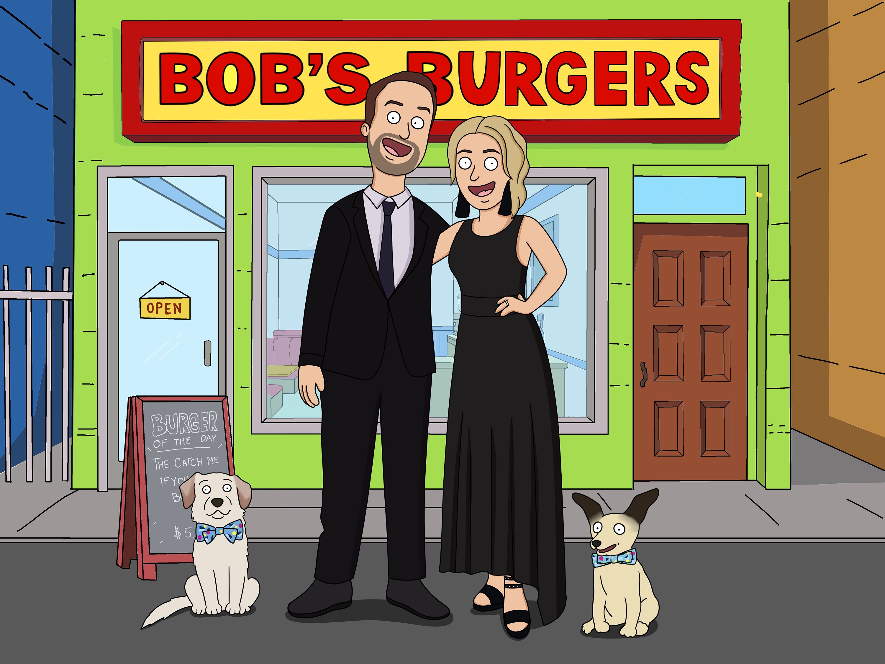 Custom Bob's Burgers Restaurant Portrait, Belcher Couple Portraits ...