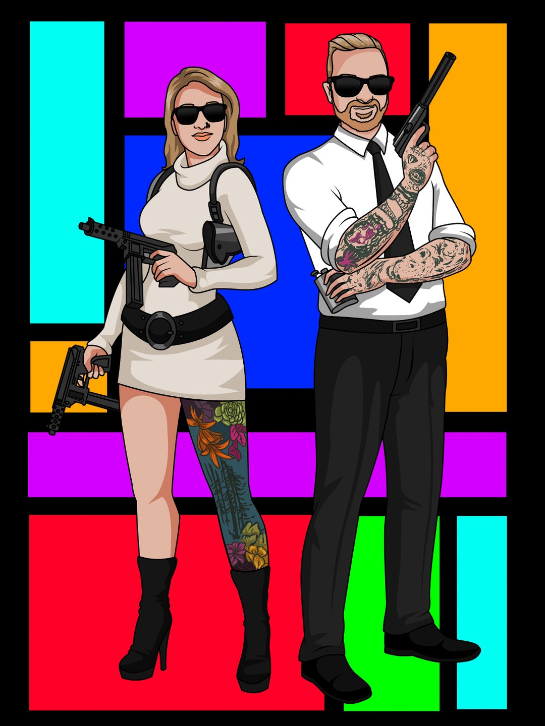 Custom Archer Portrait, Sterling Pam Couple Portraits, Personalized ...